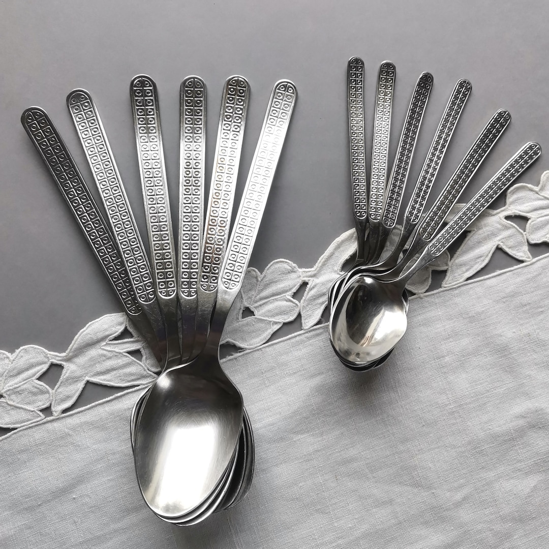 Vintage Teaspoons Tablespoons Polka Dot Diner Spoons Soup Spoons Tea ...