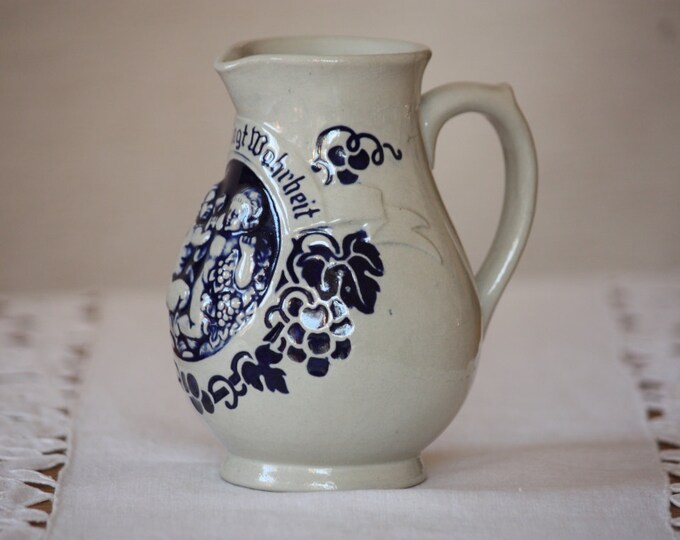 Vintage Wine Pitcher German Wine Pitcher Stoneware Pitcher Wine ...