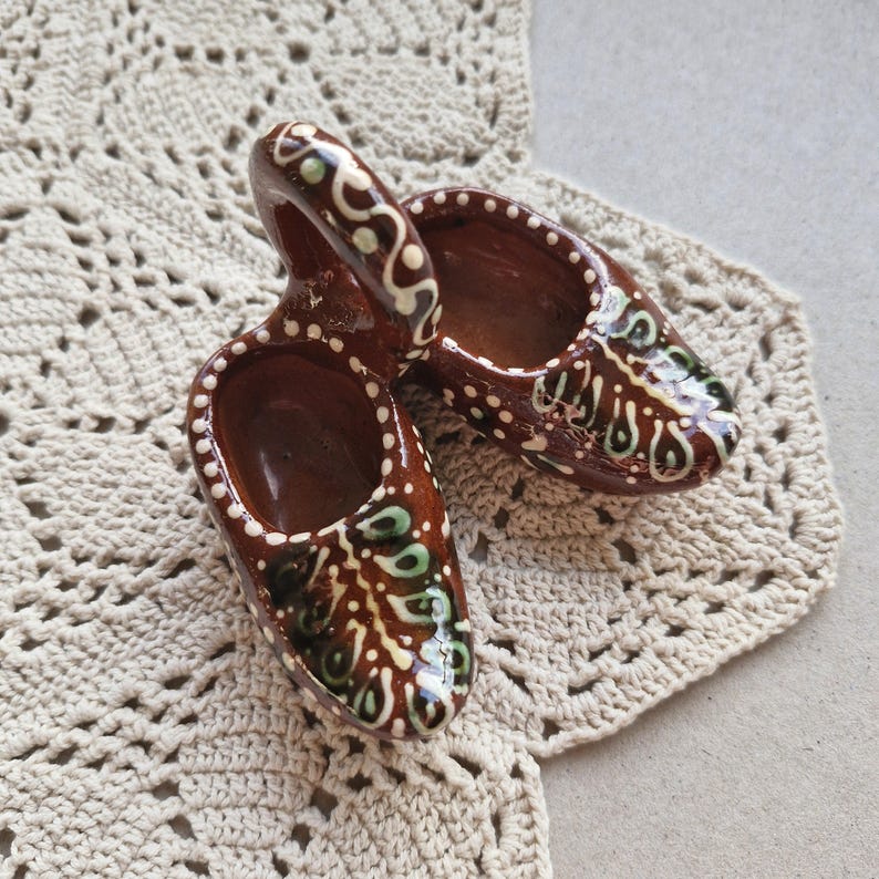 Vintage Ceramic Clogs Miniature Shoes Hand Painted Souvenir - Etsy