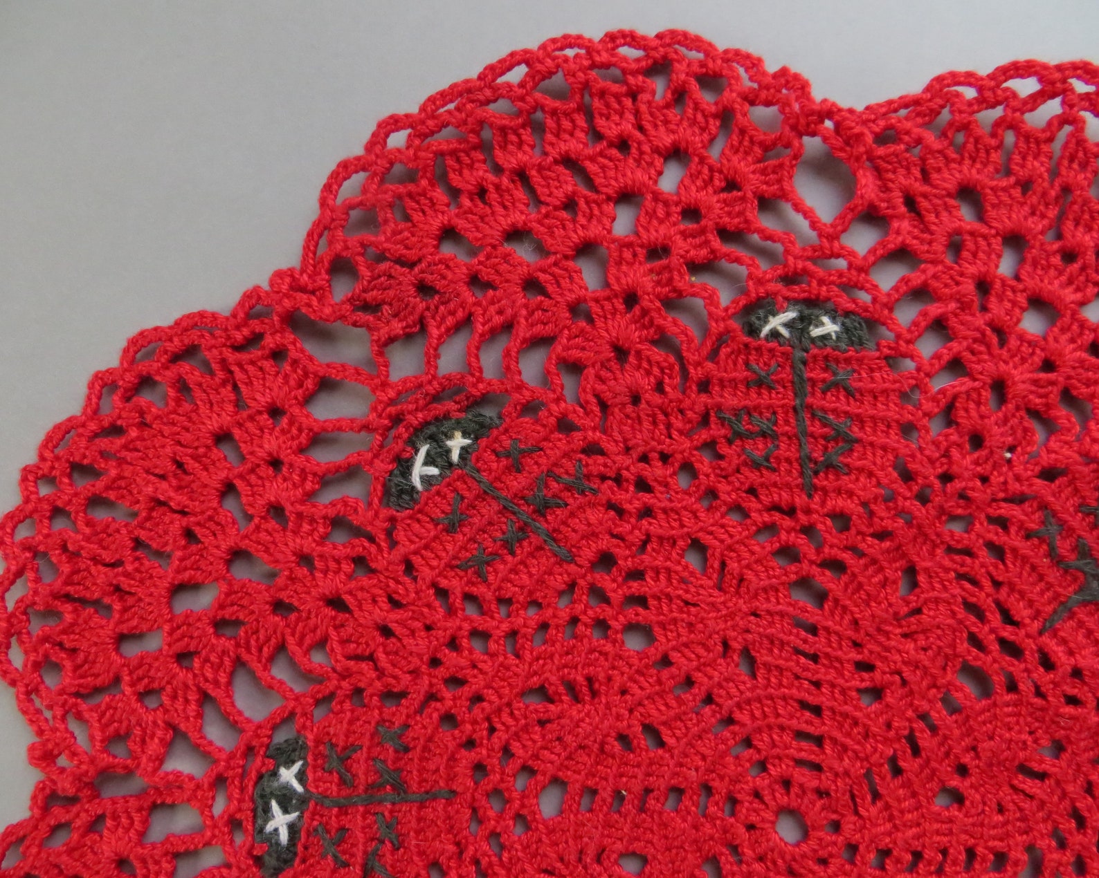 Vintage Crochet Doily Red Doilies Lady Bird Ladybug Doily | Etsy