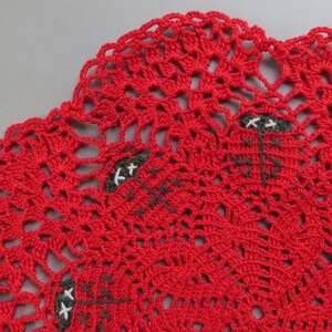 Vintage Crochet Doily Red Doilies Lady Bird Ladybug Doily Vintage ...