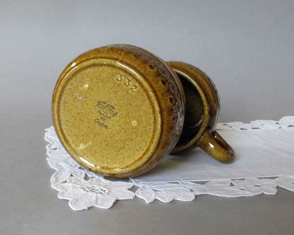 Vintage Rorstrand Ceylon Sugar Bowl and Creamer Rørstrand Sweden Scandinavian Design Stoneware ...