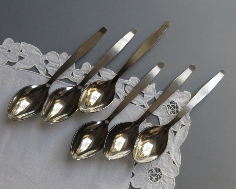 Vintage Dessert Spoons Set of 6 Soup Spoons Tablespoons Stainless Steel ...