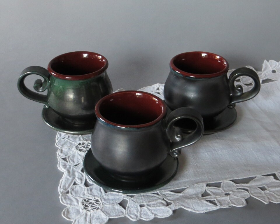 Vintage Ceramic Coffee Set Cups and Saucers Pottery Coffee Set | Etsy