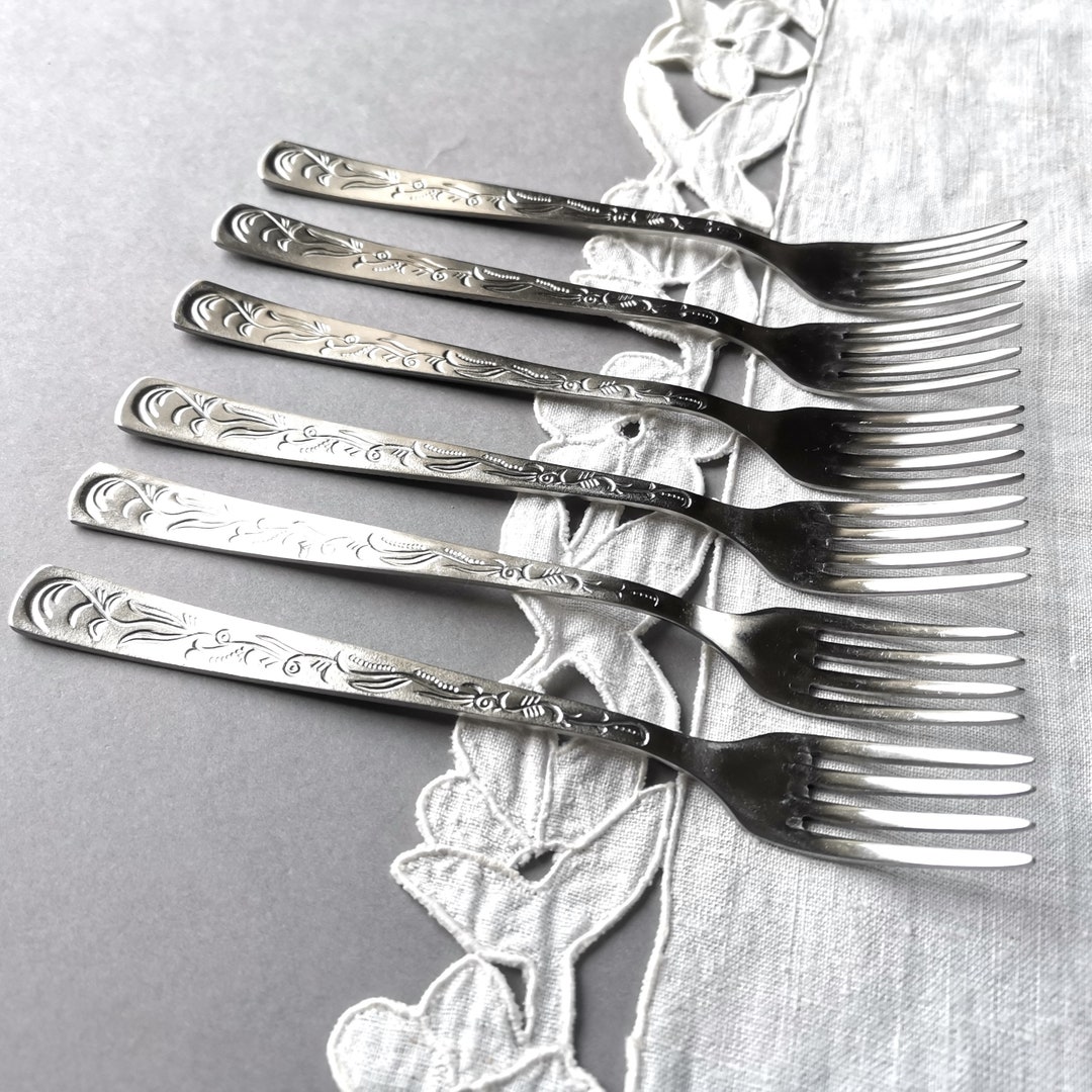 Vintage Dessert Forks Kids Fork Cake Forks Stainless Steel Set of 6 ...