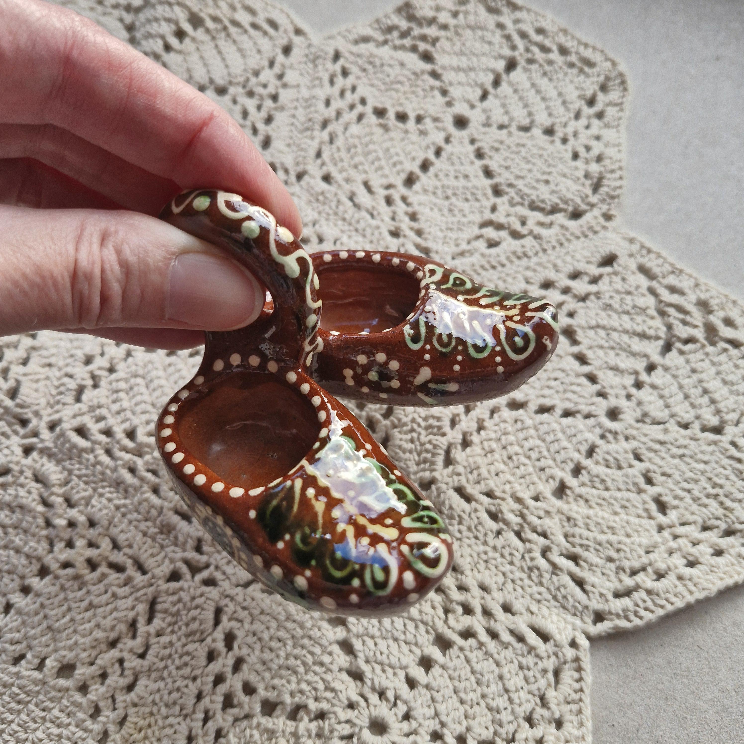 Vintage Ceramic Clogs Miniature Shoes Hand Painted Souvenir - Etsy