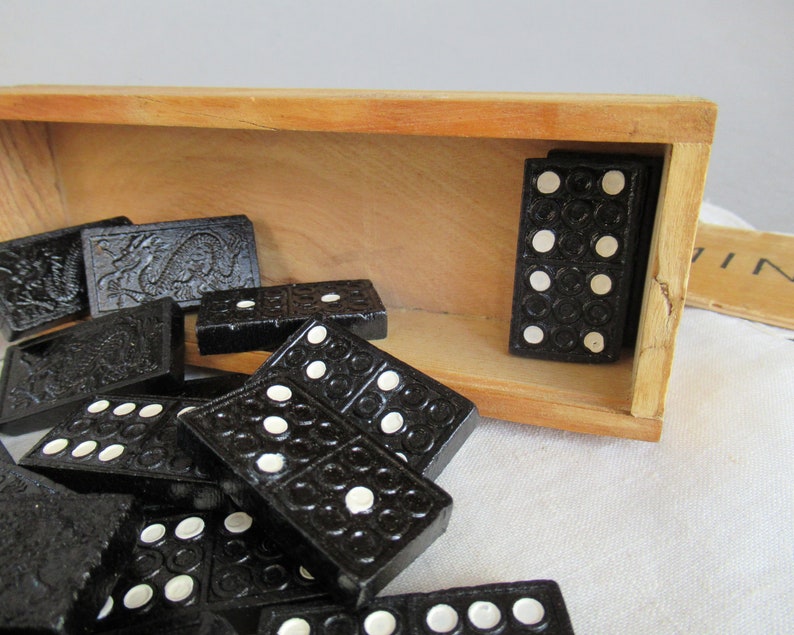 Vintage Domino Set With Dragon Plastic Dominoes Dominos Set Full Set in ...