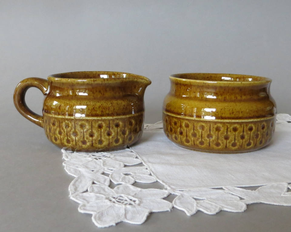 Vintage Rorstrand Ceylon Sugar Bowl and Creamer Rørstrand Sweden Scandinavian Design Stoneware ...