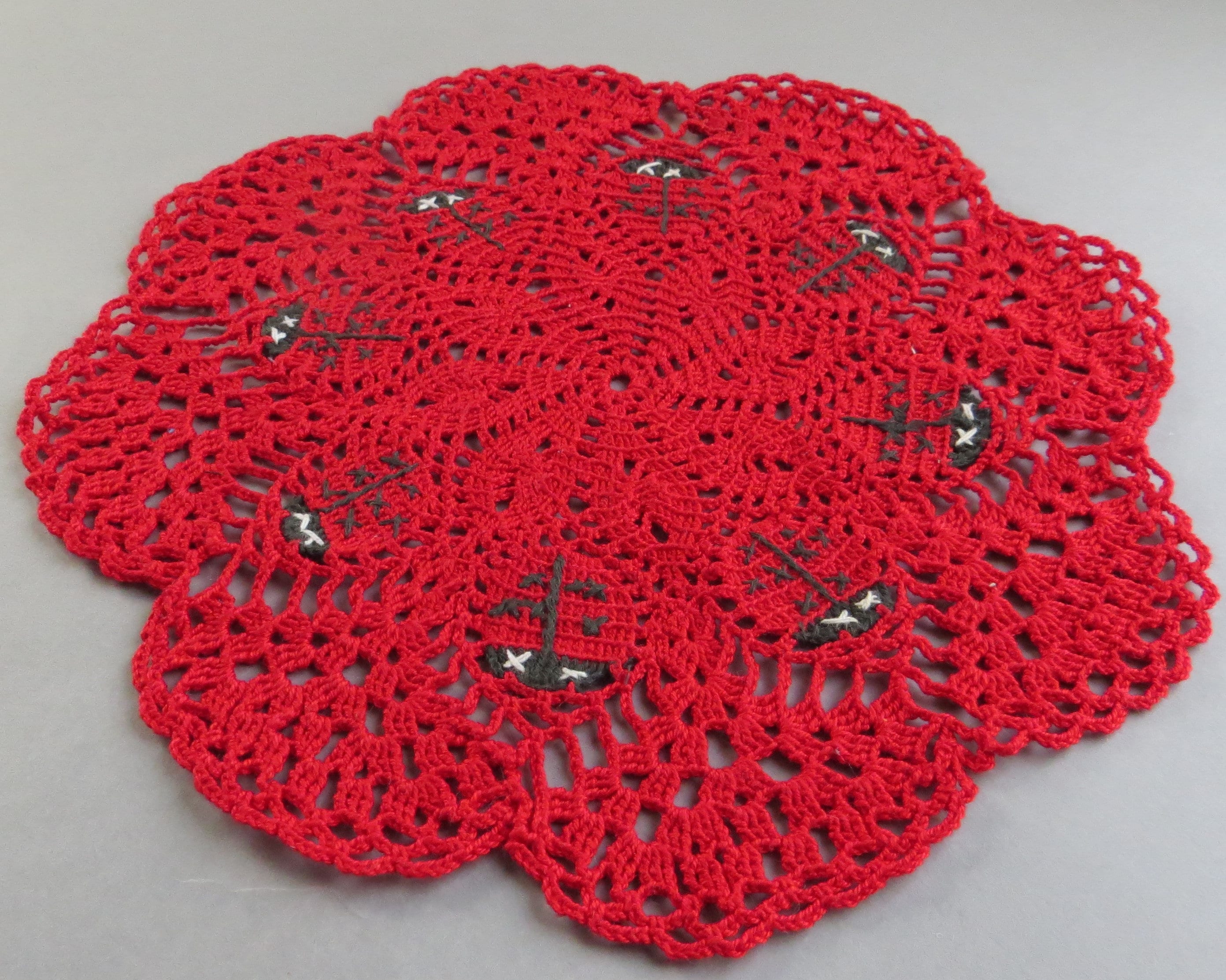 Vintage Crochet Doily Red Doilies Lady Bird Ladybug Doily | Etsy