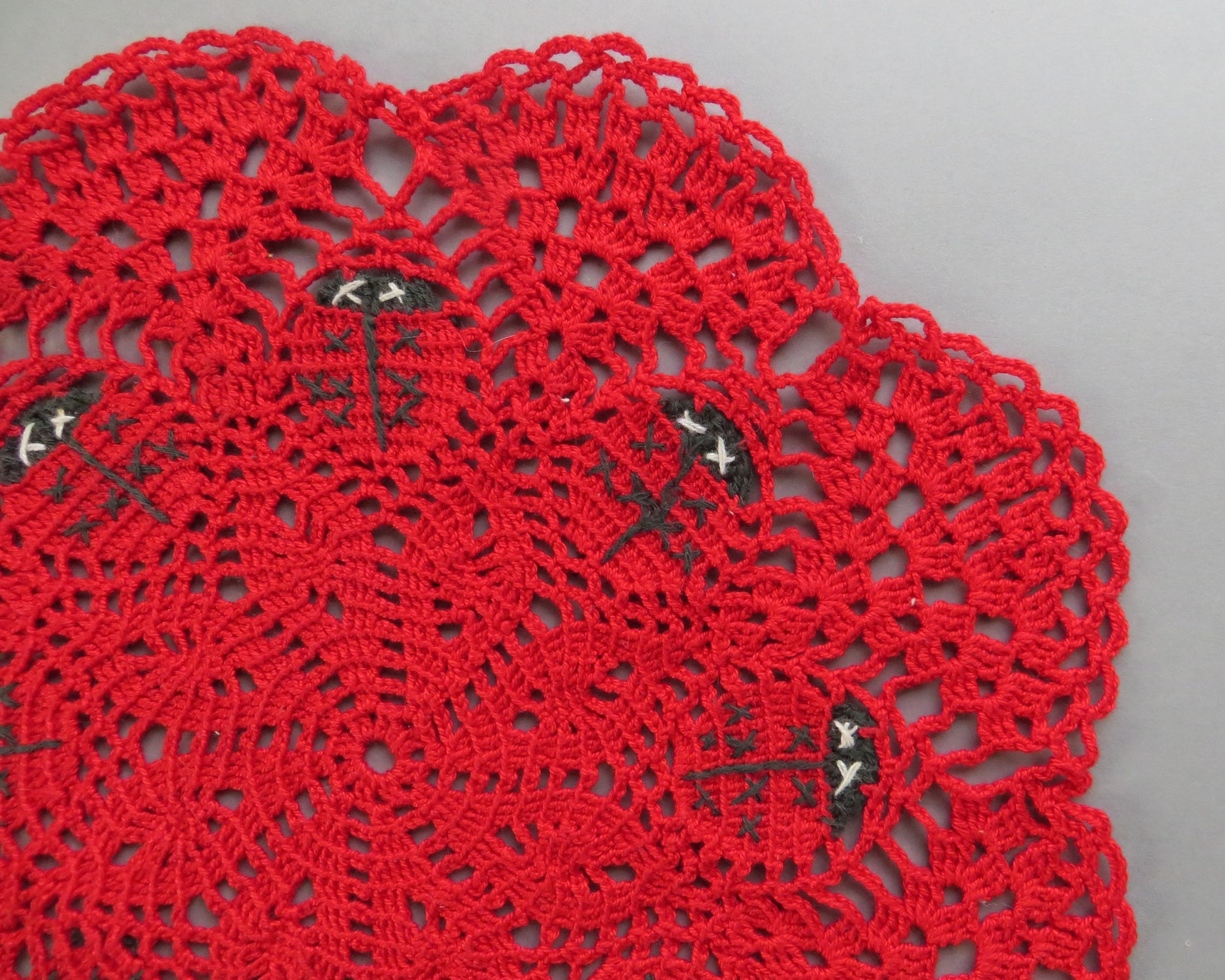 Vintage Crochet Doily Red Doilies Lady Bird Ladybug Doily - Etsy