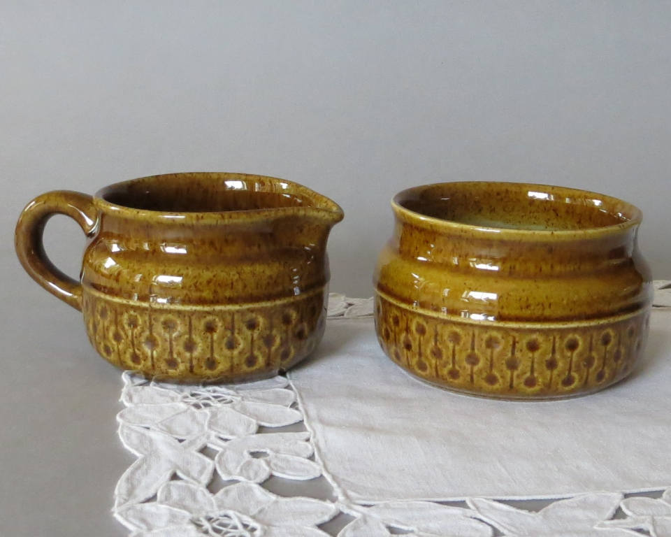 Vintage Rorstrand Ceylon Sugar Bowl and Creamer Rørstrand Sweden Scandinavian Design Stoneware ...