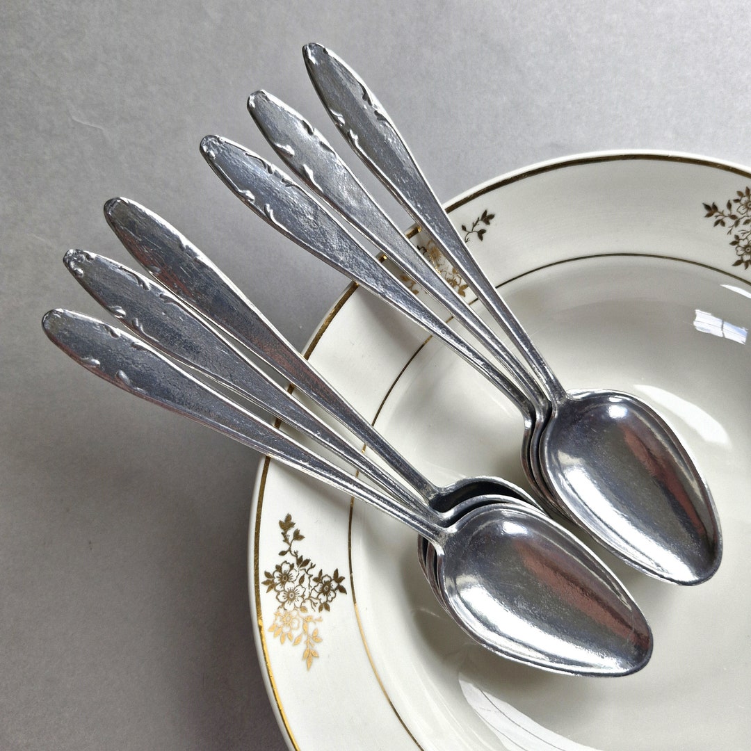 Vintage Aluminum Spoons Set of 6 UNUSED Tablespoons Dinner Spoons Soup ...