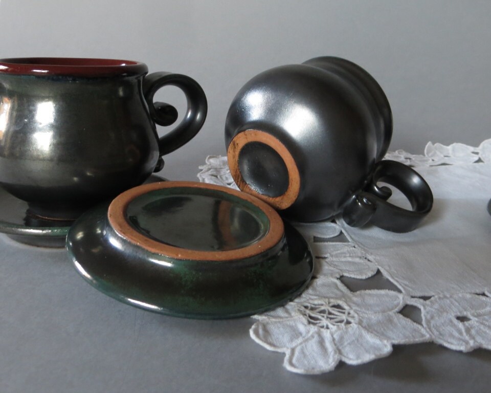 Vintage Ceramic Coffee Set Cups and Saucers Pottery Coffee Set | Etsy