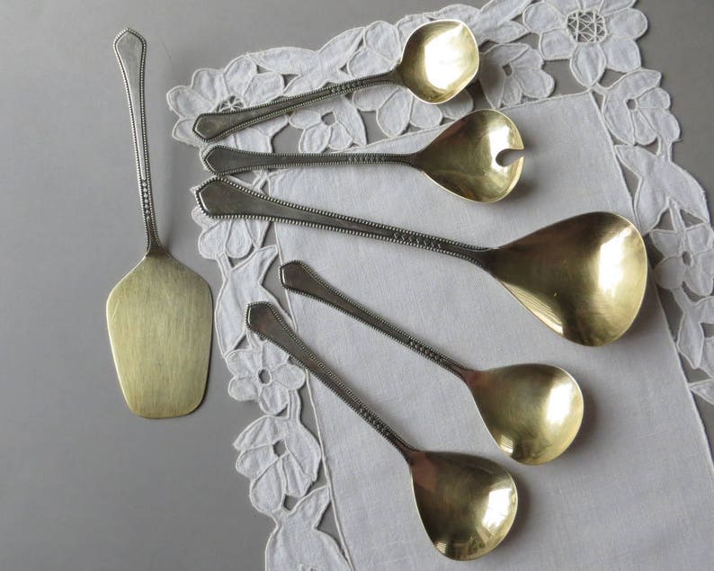 Vintage Serving Spoon Set Cake Server Gold Plated Cake Shovel - Etsy