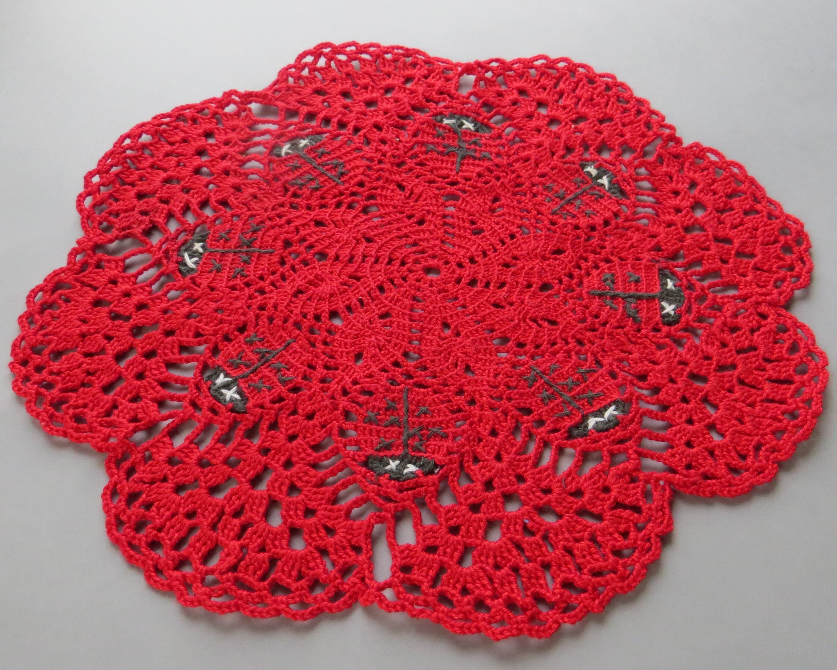Vintage Crochet Doily Red Doilies Lady Bird Ladybug Doily | Etsy
