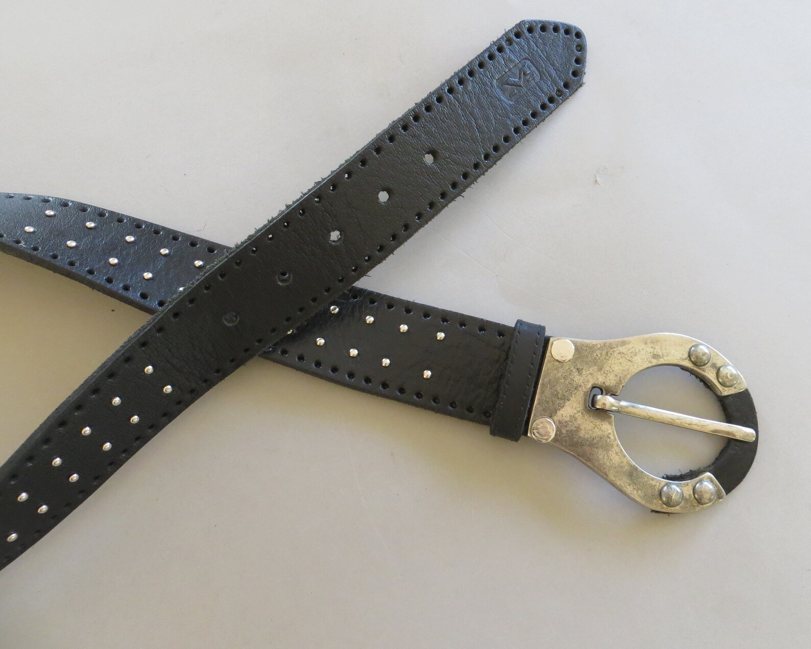 Vintage Leather Belt Black Studded Mens Belt Vintage Belt - Etsy