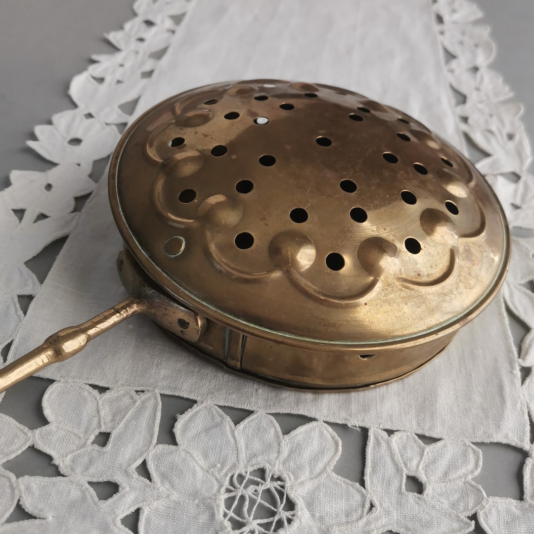 Vintage Brass Bed Pan Small Bed Warming Pan Charcoal Warmer Bed Heating ...