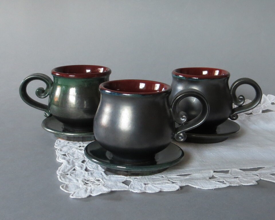 Vintage Ceramic Coffee Set Cups and Saucers Pottery Coffee Set | Etsy