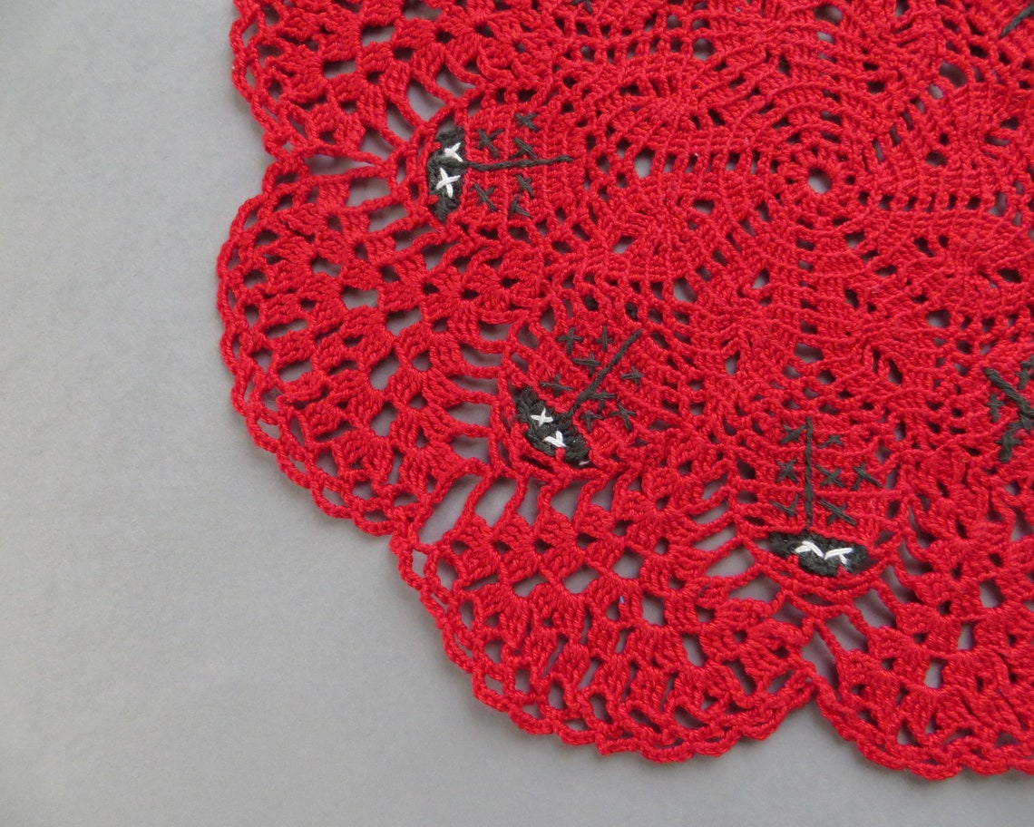 Vintage Crochet Doily Red Doilies Lady Bird Ladybug Doily - Etsy