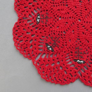 Vintage Crochet Doily Red Doilies Lady Bird Ladybug Doily Vintage ...