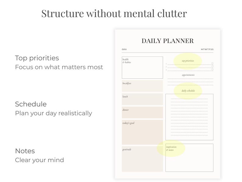 Daily Planner Printable | Minimalist Planner Template | 3 Styles | A4 ...