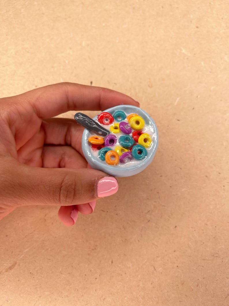 Mini Froot Loops Cereal Bowl – Polymer Clay Mini Food Magnet, Fake ...