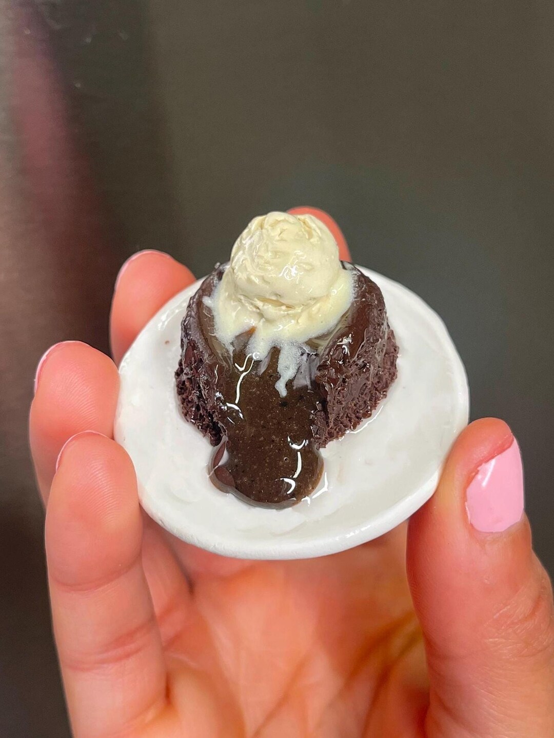 Mini Molten Lava Cake With Ice Cream – Polymer Clay Dessert Magnet ...