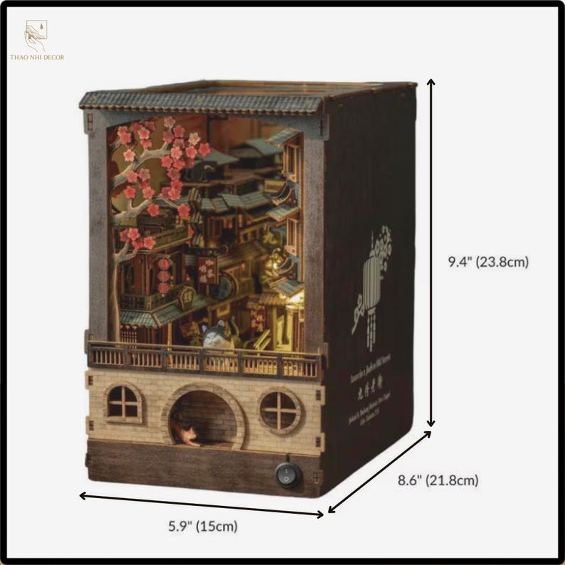 DIY Book Nook Jiufen Old Street, Miniature Wooden Book Nook With LED ...