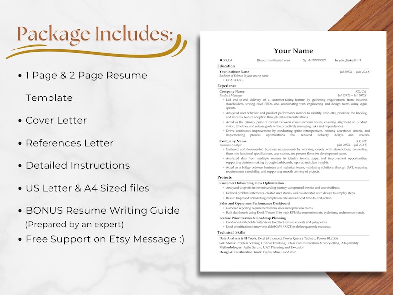 ATS Resume Template, Minimalist CV, Cover Letter (word, Docs, Pages ...
