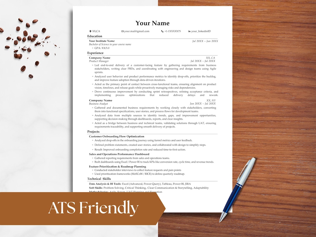 ATS Resume Template, Minimalist CV, Cover Letter (word, Docs, Pages ...