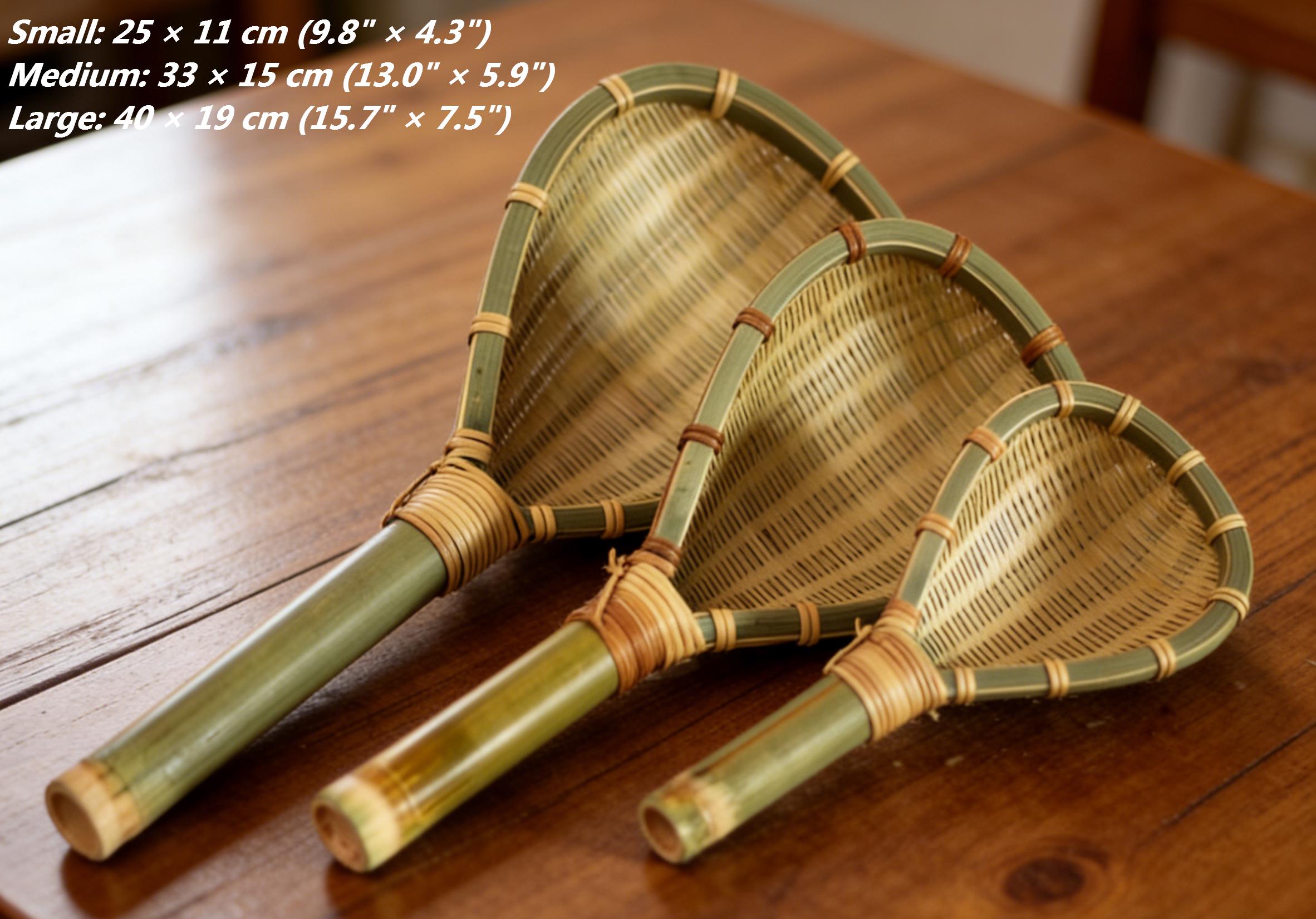 Handwoven Bamboo Skimmer Set of 2, Noodle Strainer Spoon, Asian Cooking ...