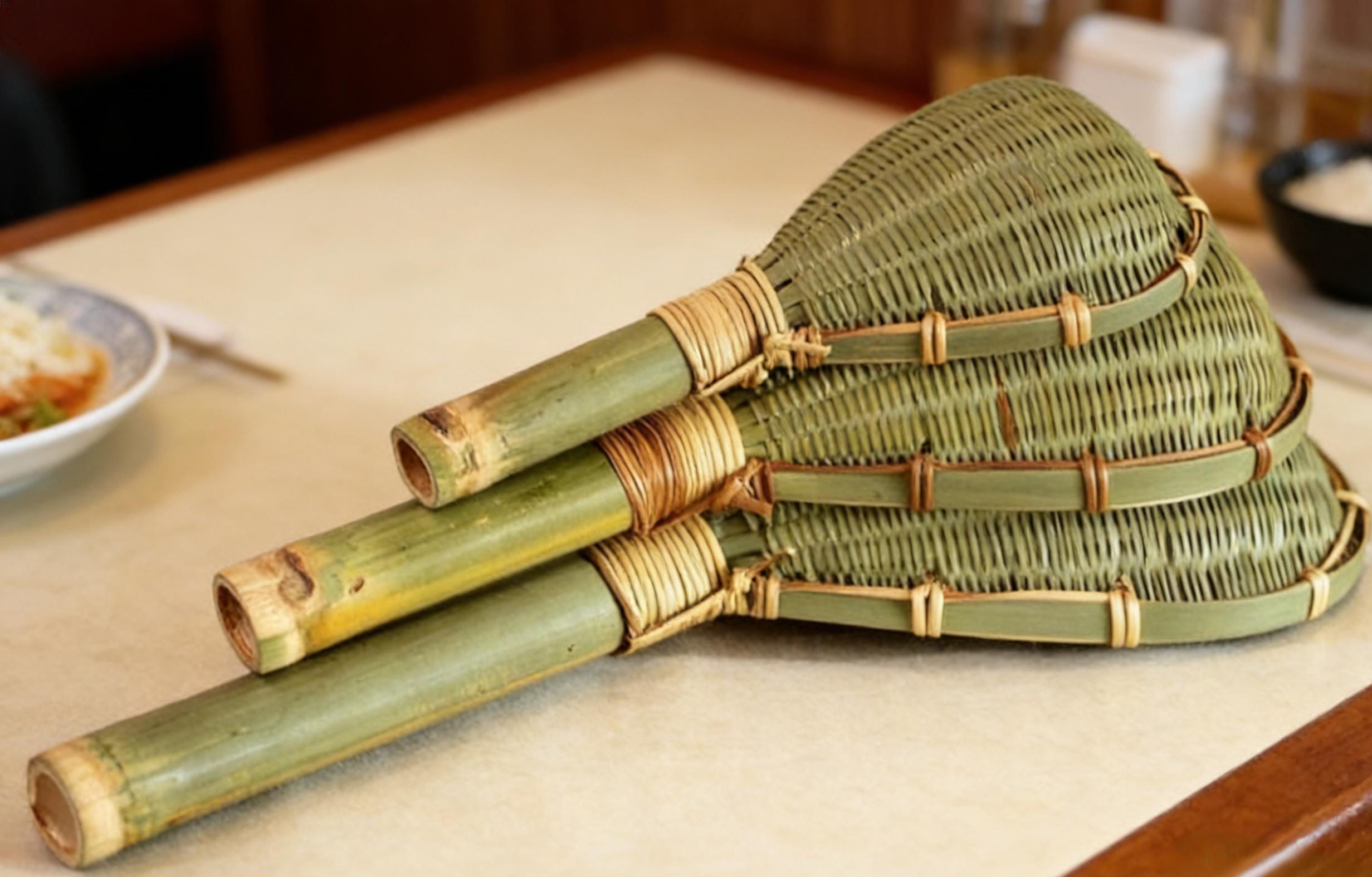 Handwoven Bamboo Skimmer Set of 2, Noodle Strainer Spoon, Asian Cooking ...