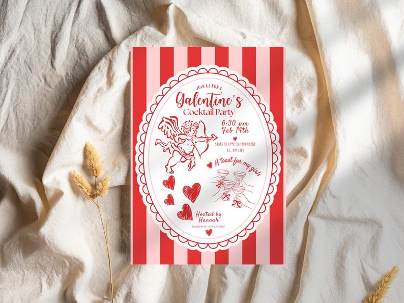 Editable Invitation for Galantine’ S Day, Invitation Friends’ Party ...