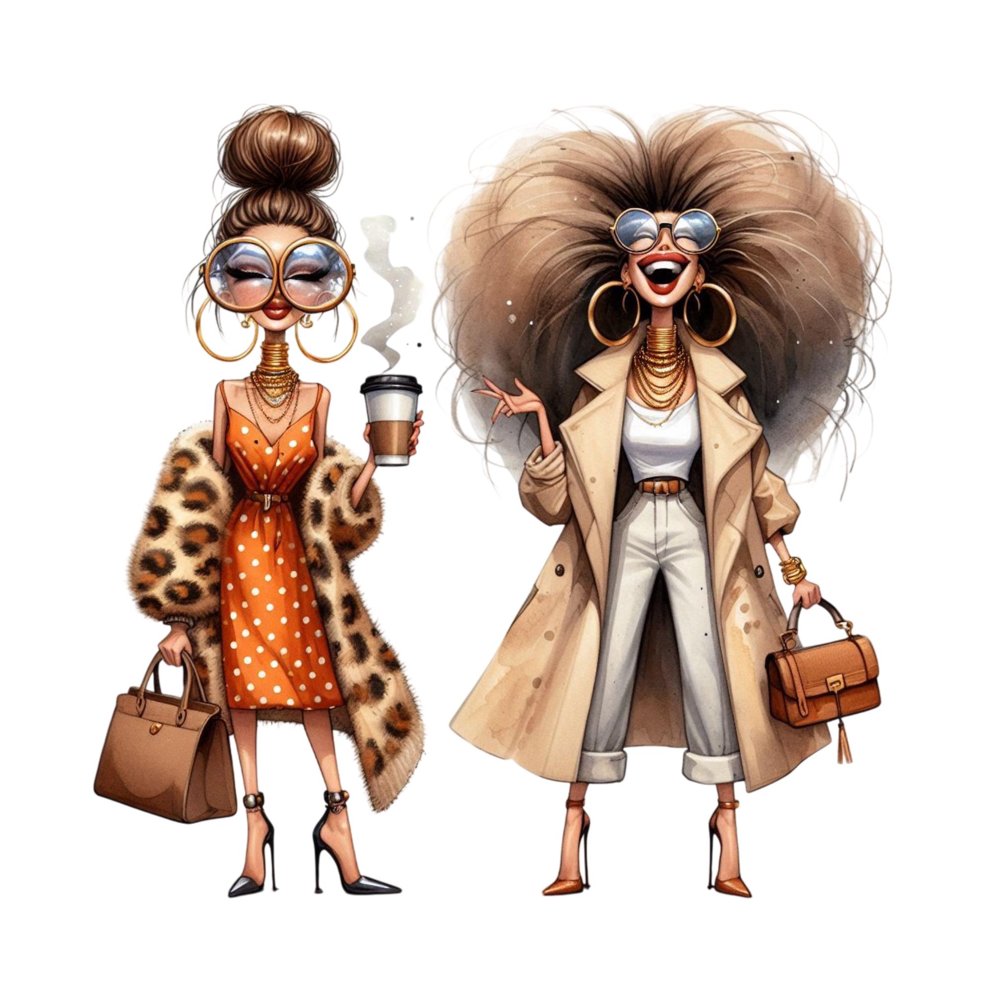 Fashion Girl Clipart – Modern Woman PNG, DIY Crafts (digital Download ...