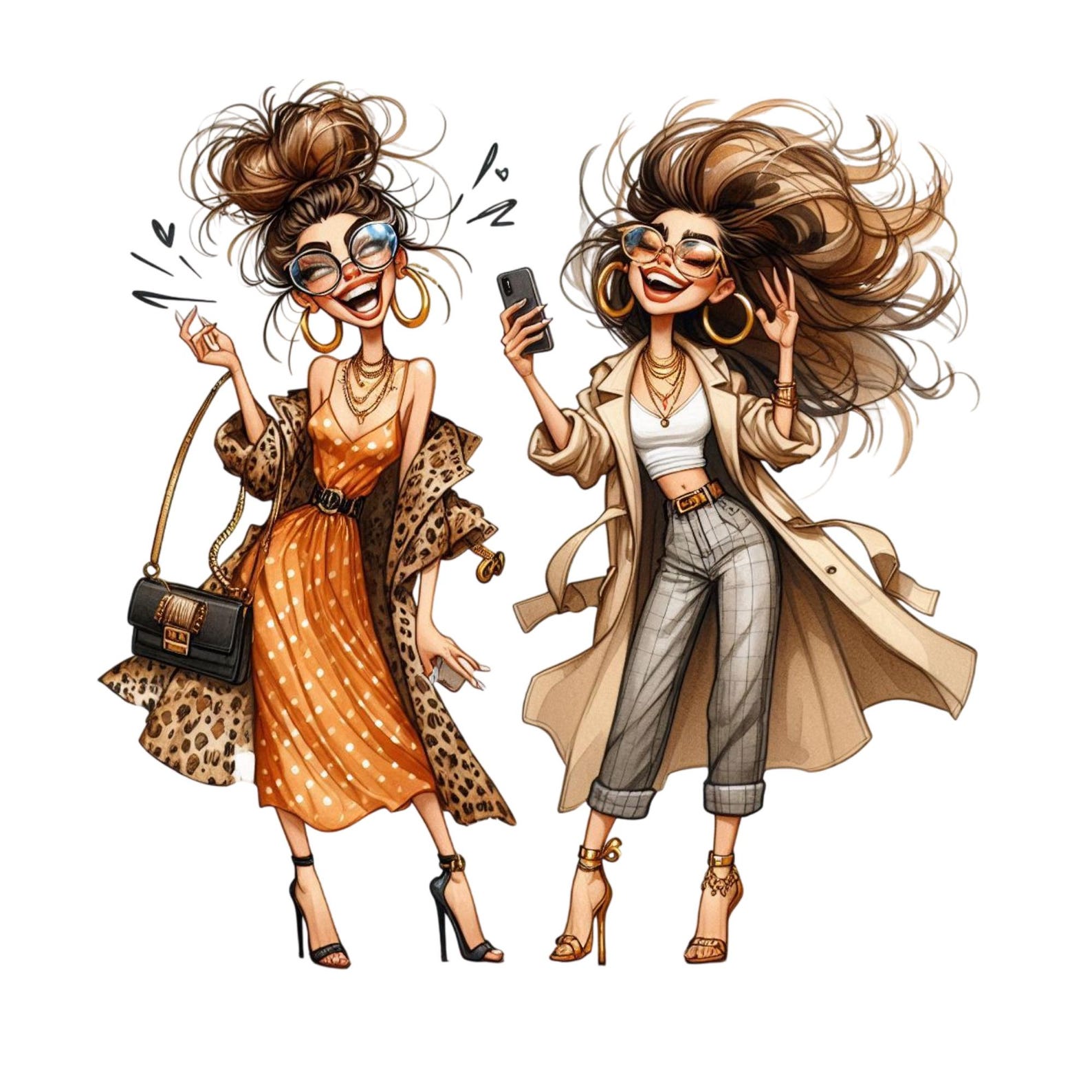 Fashion Girl Clipart – Modern Woman PNG, DIY Crafts (digital Download ...
