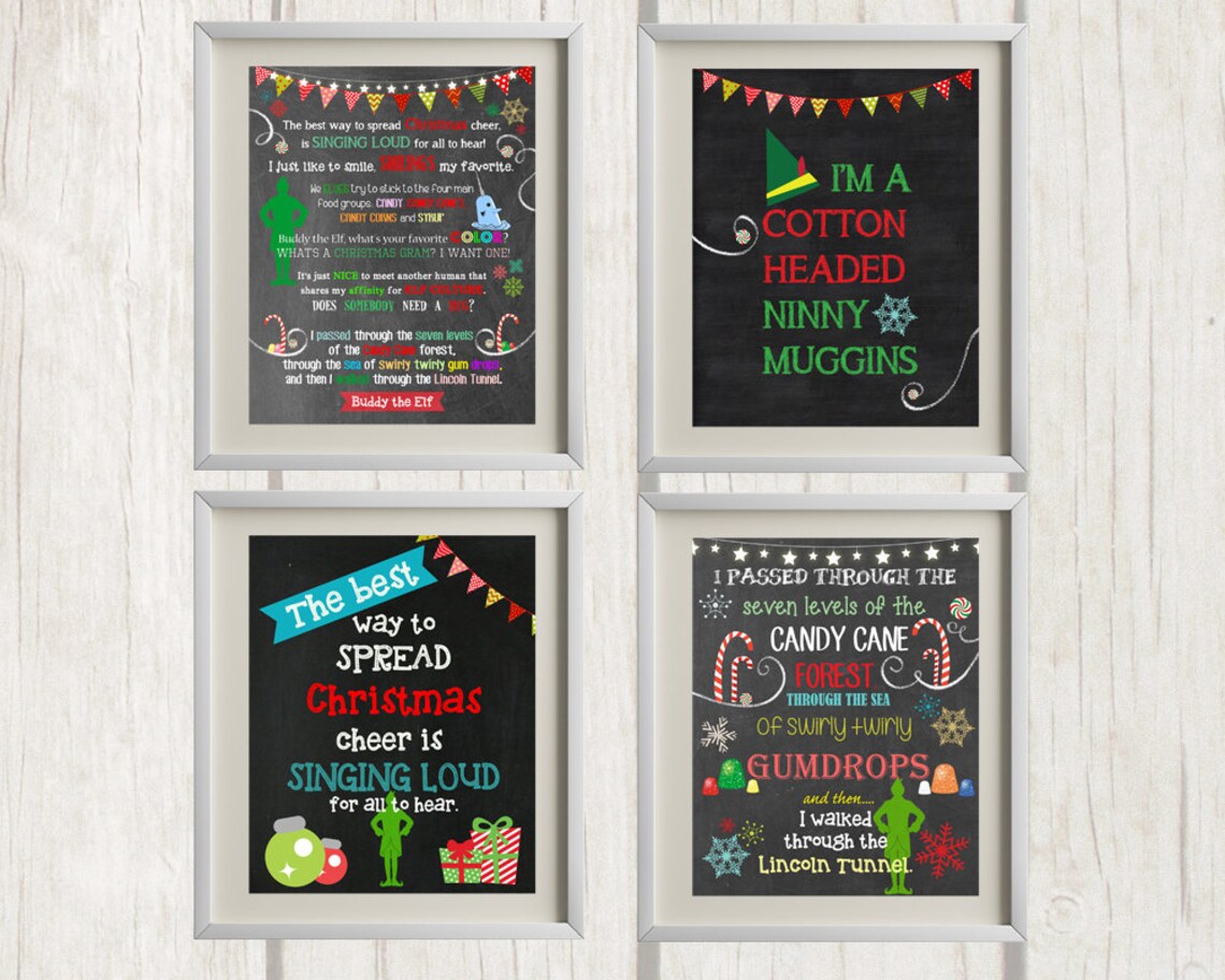 8x10 Buddy the Elf Christmas Printables Set of 4 Christmas | Etsy