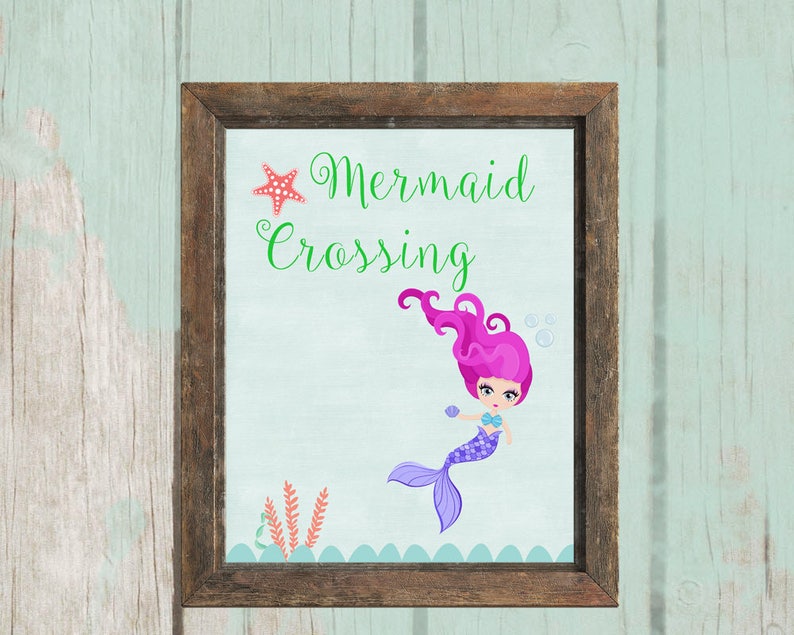 8X10 Mermaid Crossing pink Girls Room Nursery Decor - Etsy