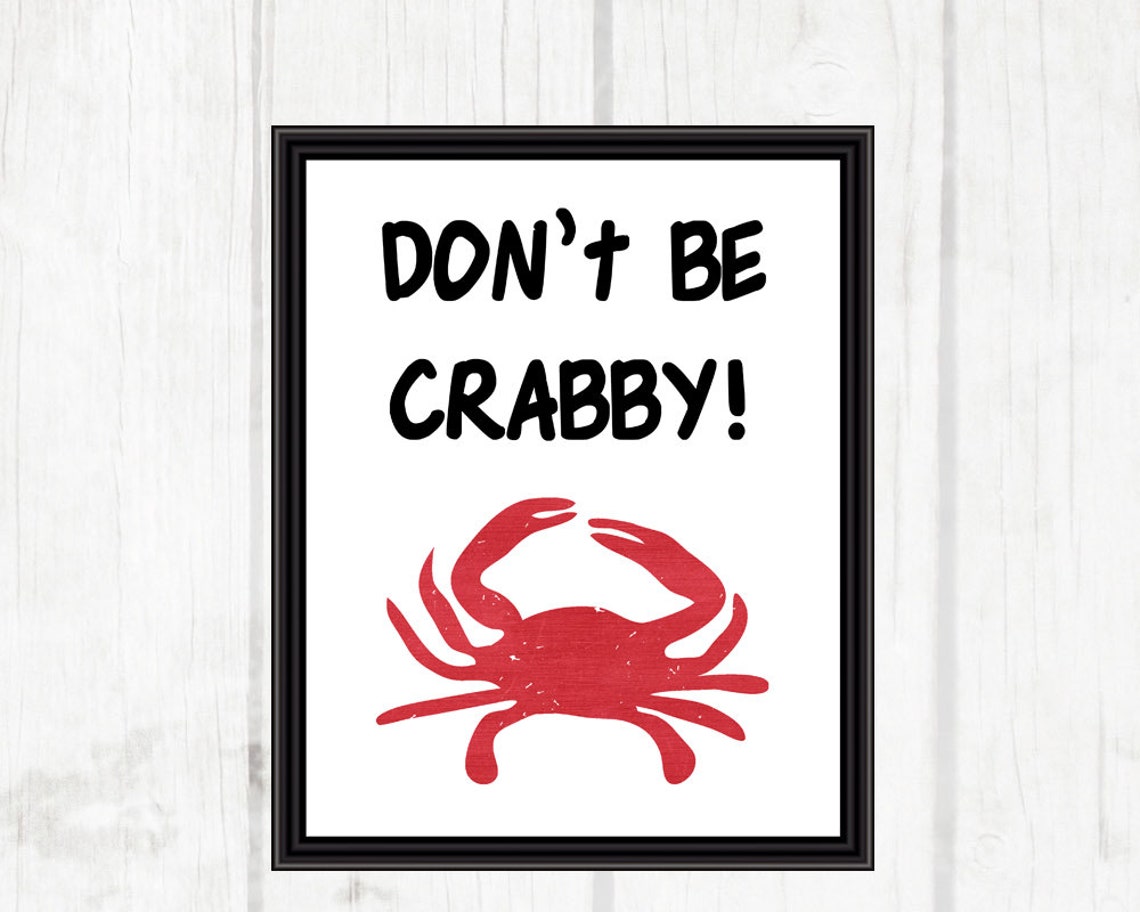 Don't Be Crabby Printable Beach Wall Art Summer Decor Designed by ...
