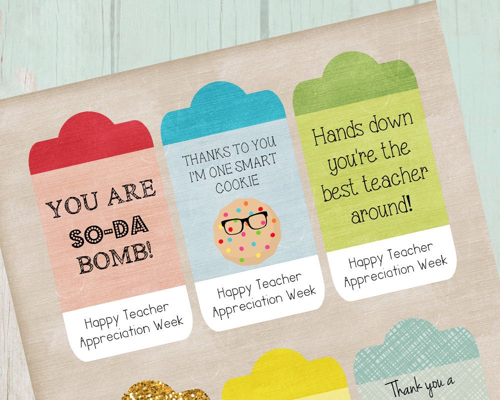 Teacher Appreciation Gift Tags INSTANT DOWNLOAD - Etsy
