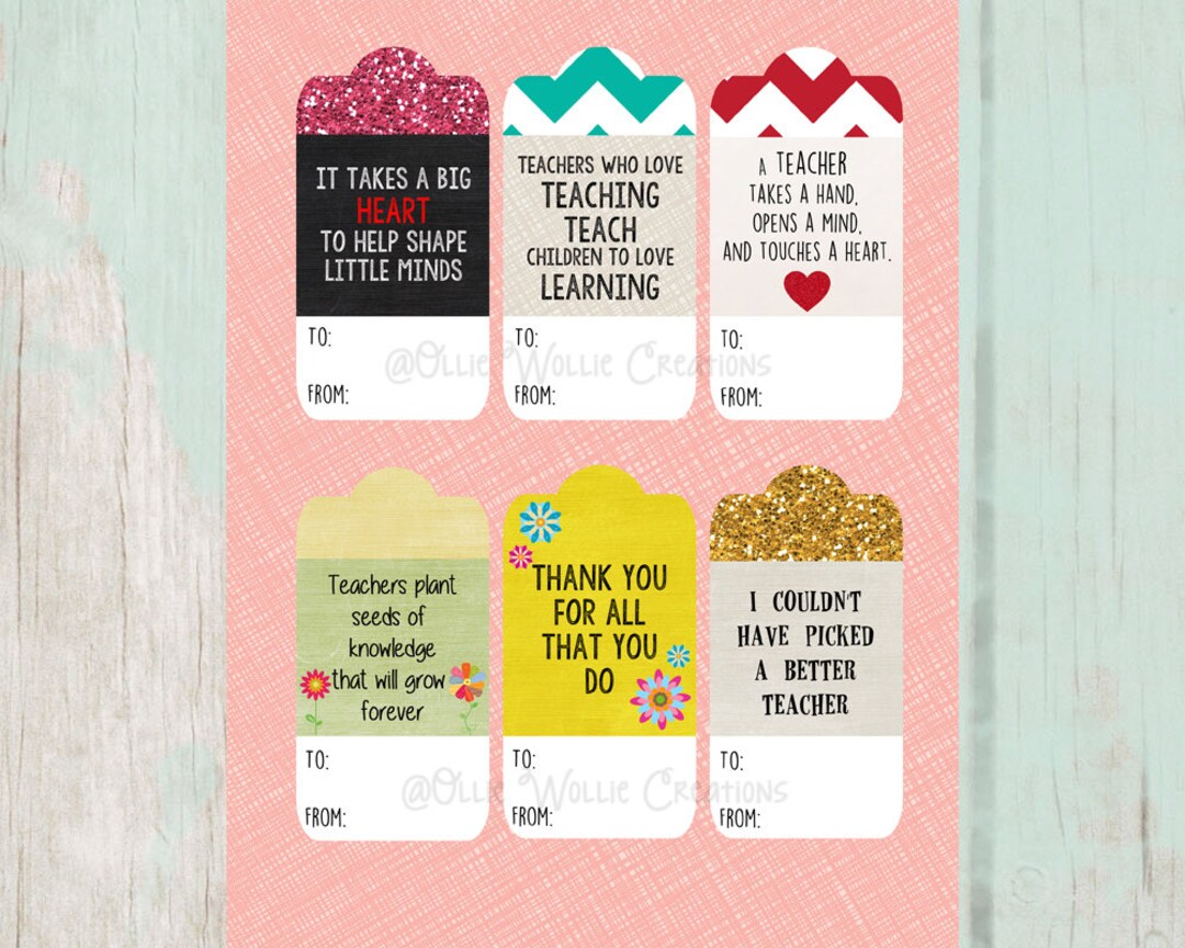 Teacher Appreciation Gift Tags - INSTANT DOWNLOAD - Etsy