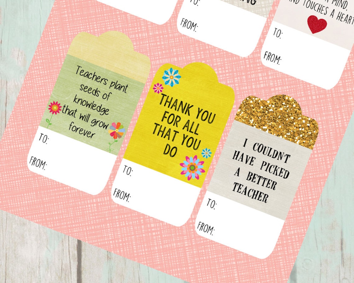 Teacher Appreciation Gift Tags INSTANT DOWNLOAD - Etsy