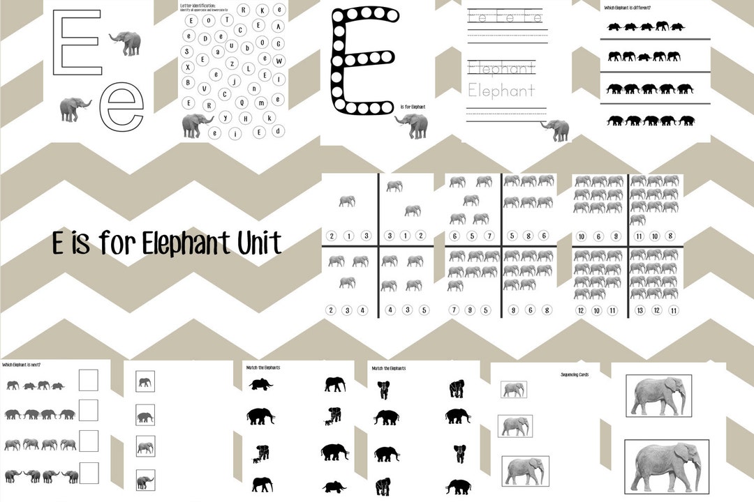 E is for Elephant Unit - Etsy