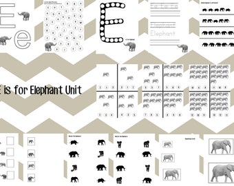 E is for Elephant, PNG Clip Art Set, Alphabet Letters, Learning for ...