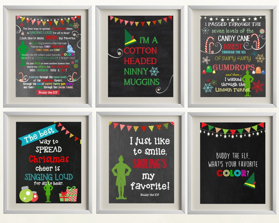 8x10 Buddy the Elf Printables Set of 6 Christmas Decor INSTANT DOWNLOAD ...