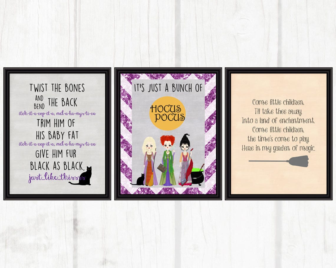 8x10 Hocus Pocus Printables Set of 3 Halloween Decor - Etsy