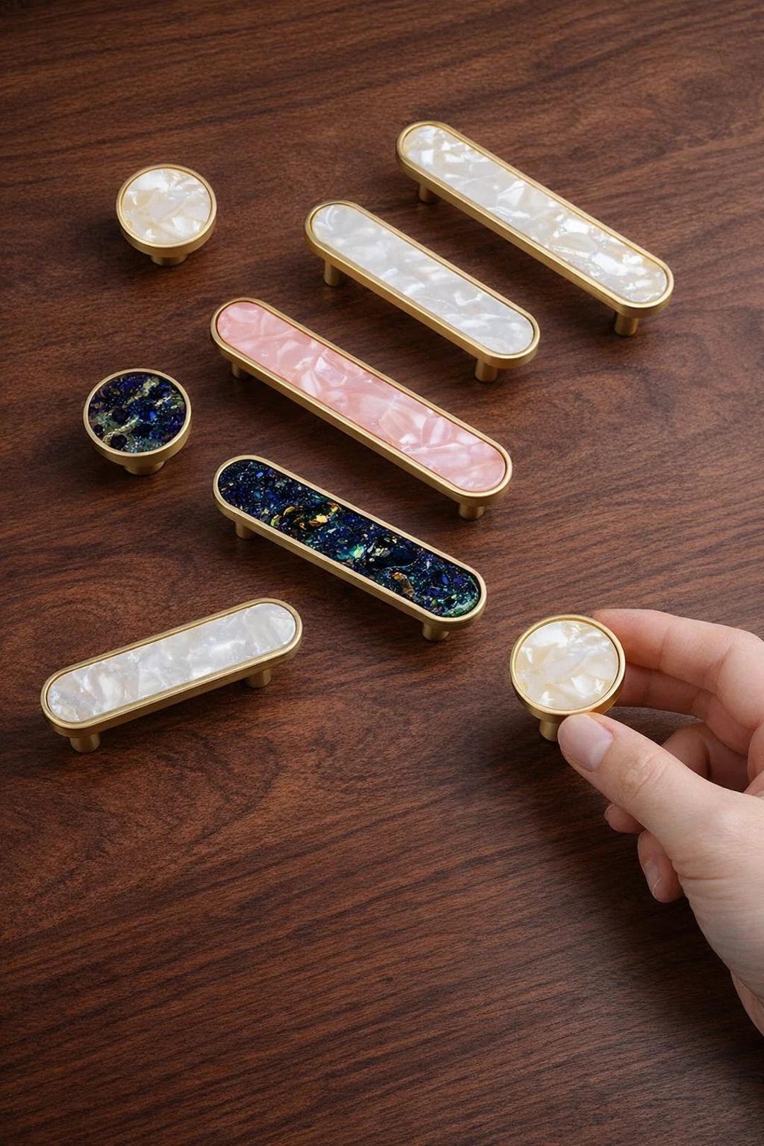 Shell Drawer Pull Knob – Gold Transparent Cabinet Handle, Handmade ...