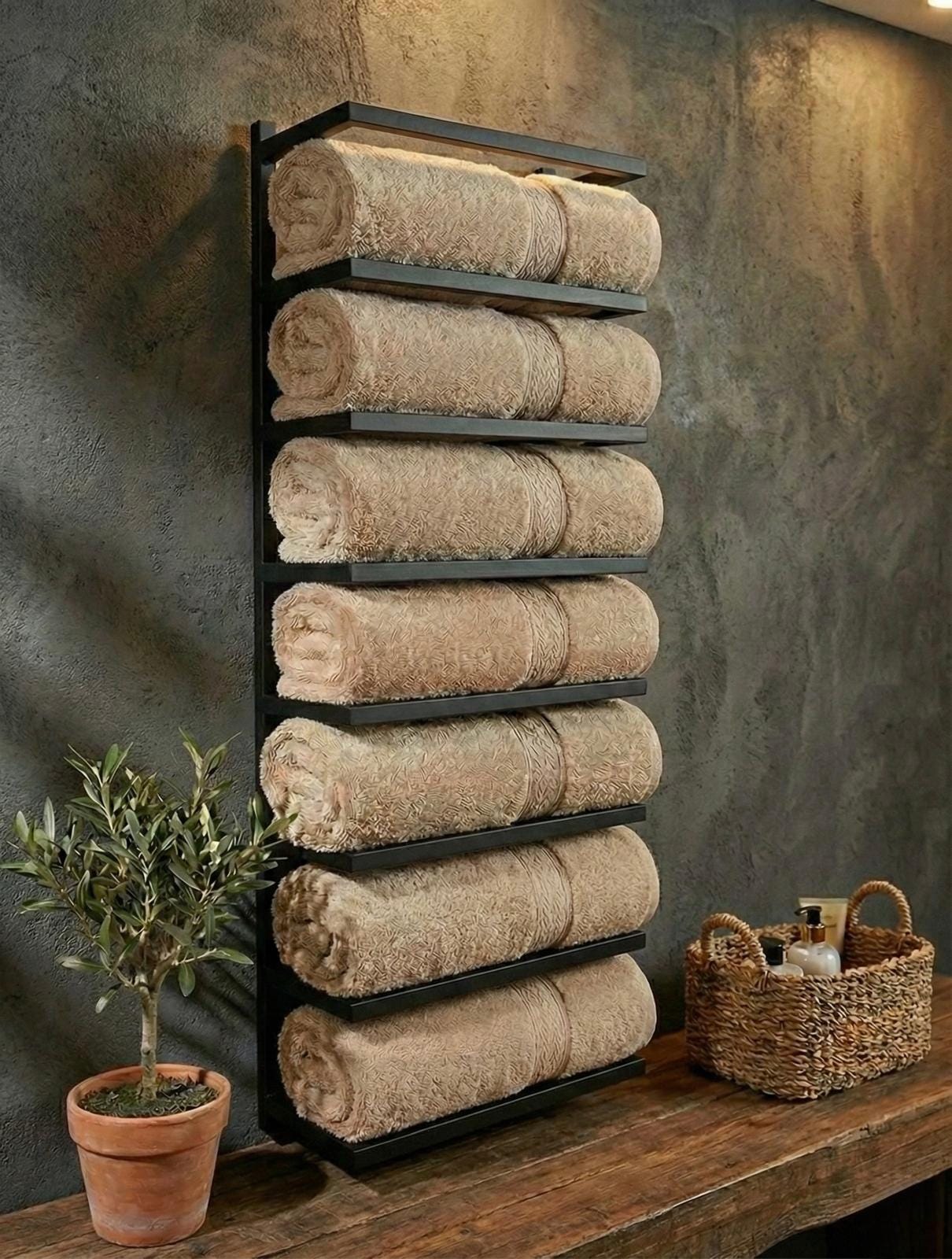 Modern Bathroom Towel Shelf L Multiple Towel Rack | Bathroom Storage - Etsy