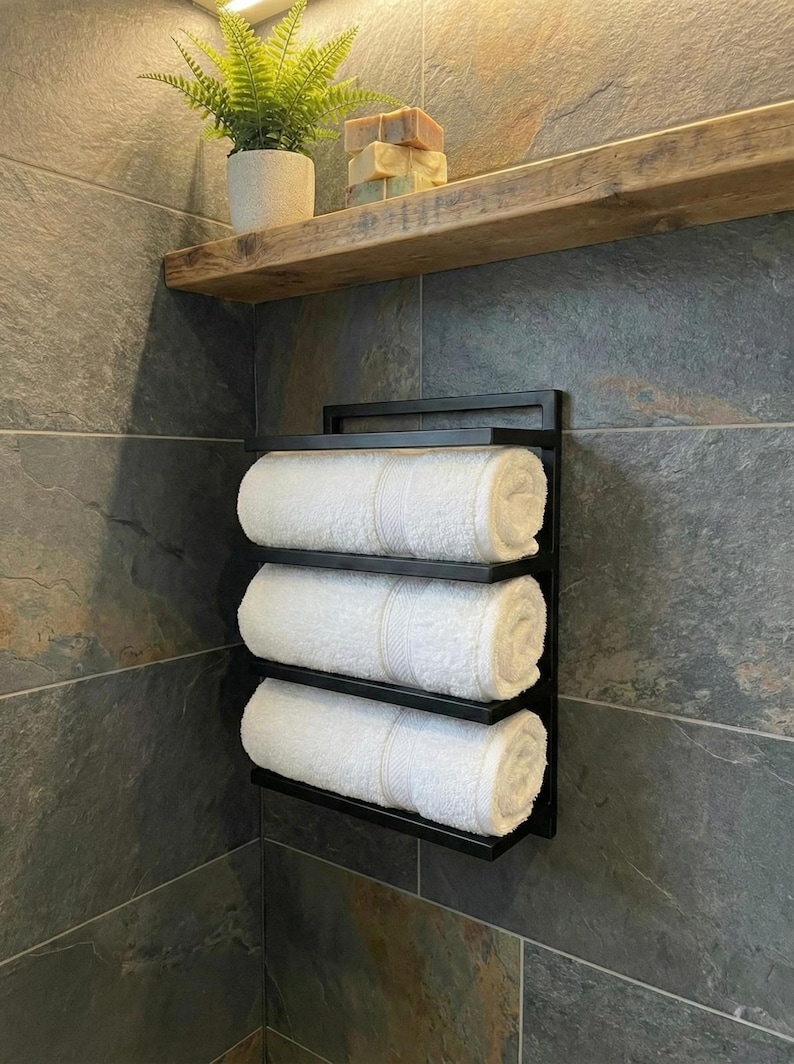 Modern Bathroom Towel Shelf L Multiple Towel Rack | Bathroom Storage - Etsy