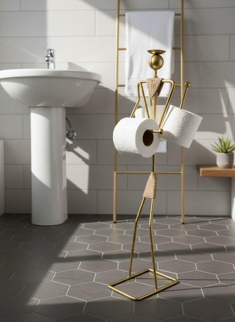 Modern Stick Figure Toilet Paper Holder – Freestanding Bathroom Decor ...