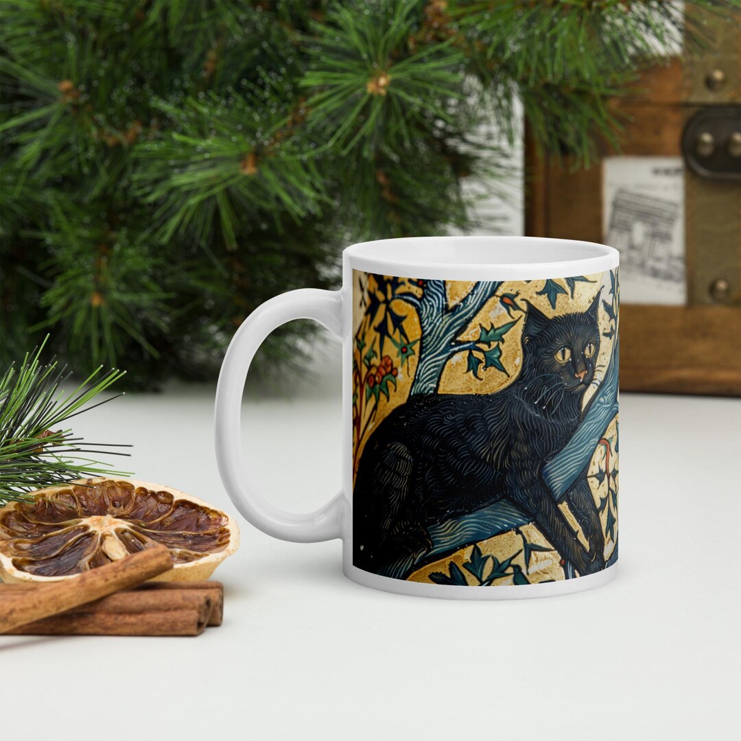 Medieval Cat Mug, Illuminated Manuscript Style, Black & Ginger Cats - Etsy